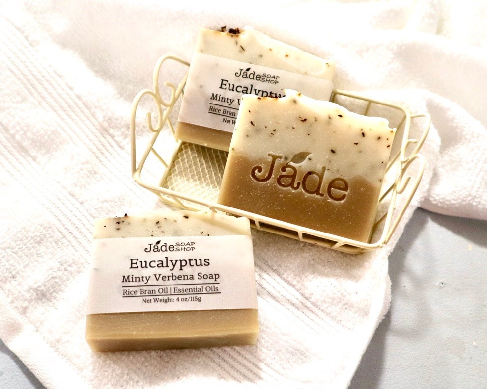 Eucalyptus Minty Verbena Soap - with Rice Bran Oil | Jade Soap Shop ...